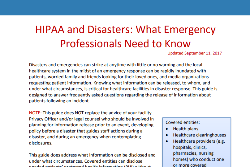 HIPAA Fact Sheet - GoCrisis